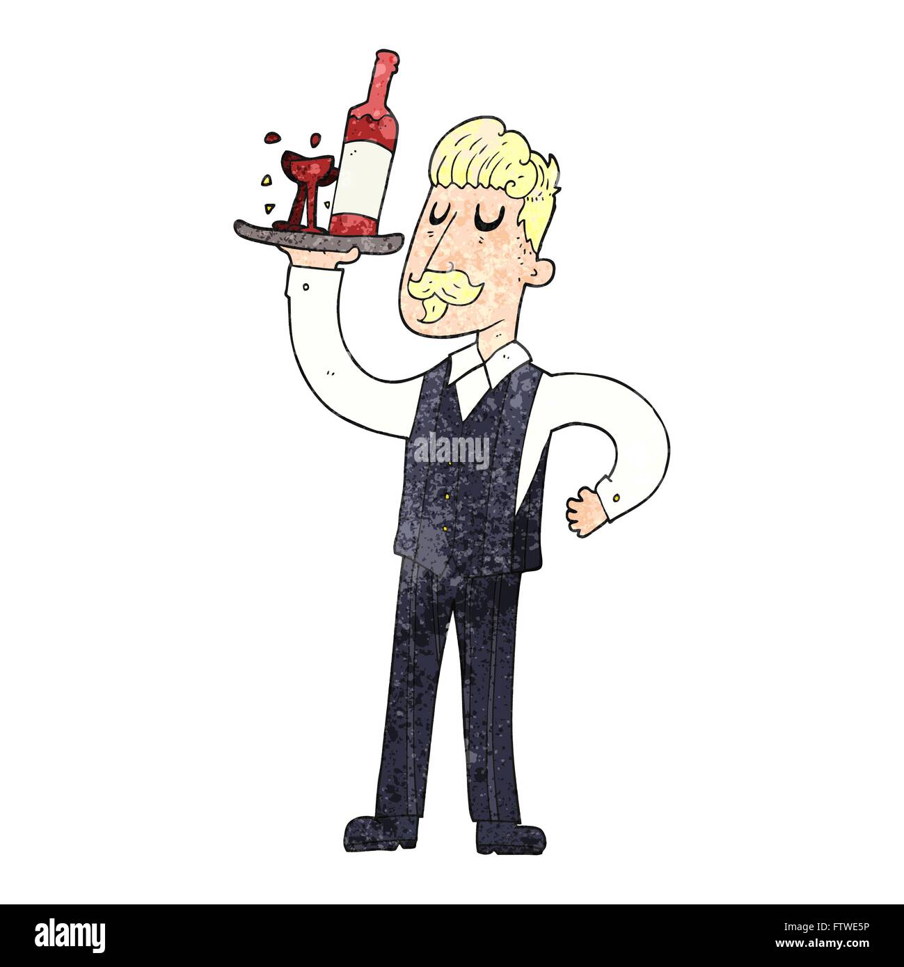 Cartoon waiter funny doodle illustration hi-res stock photography and ...