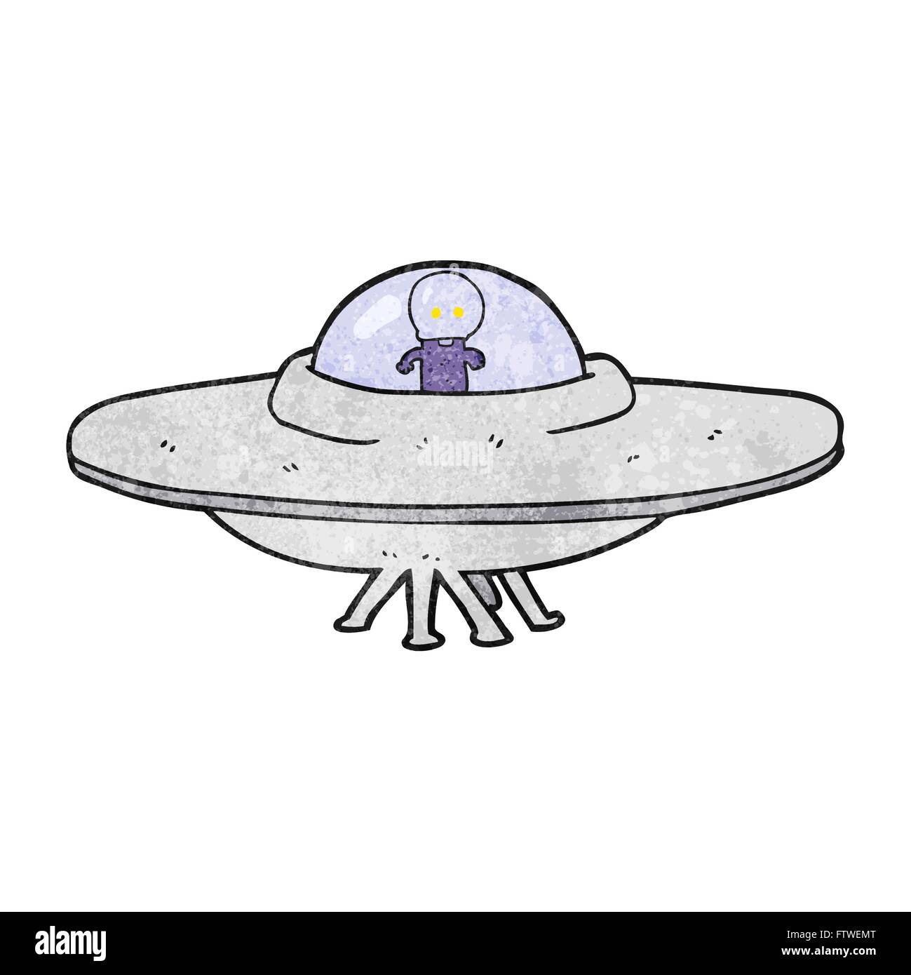 freehand textured cartoon alien flying saucer Stock Vector Image & Art ...