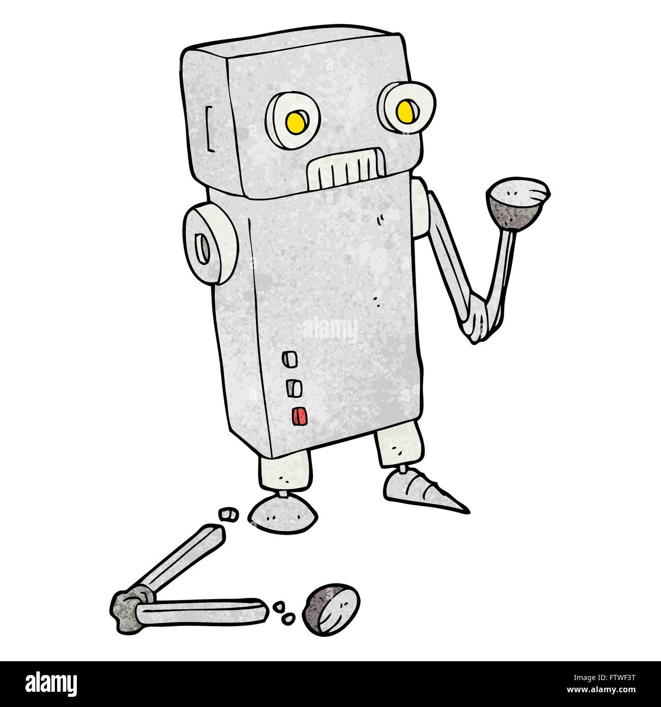 freehand textured cartoon broken robot Stock Vector Image & Art - Alamy