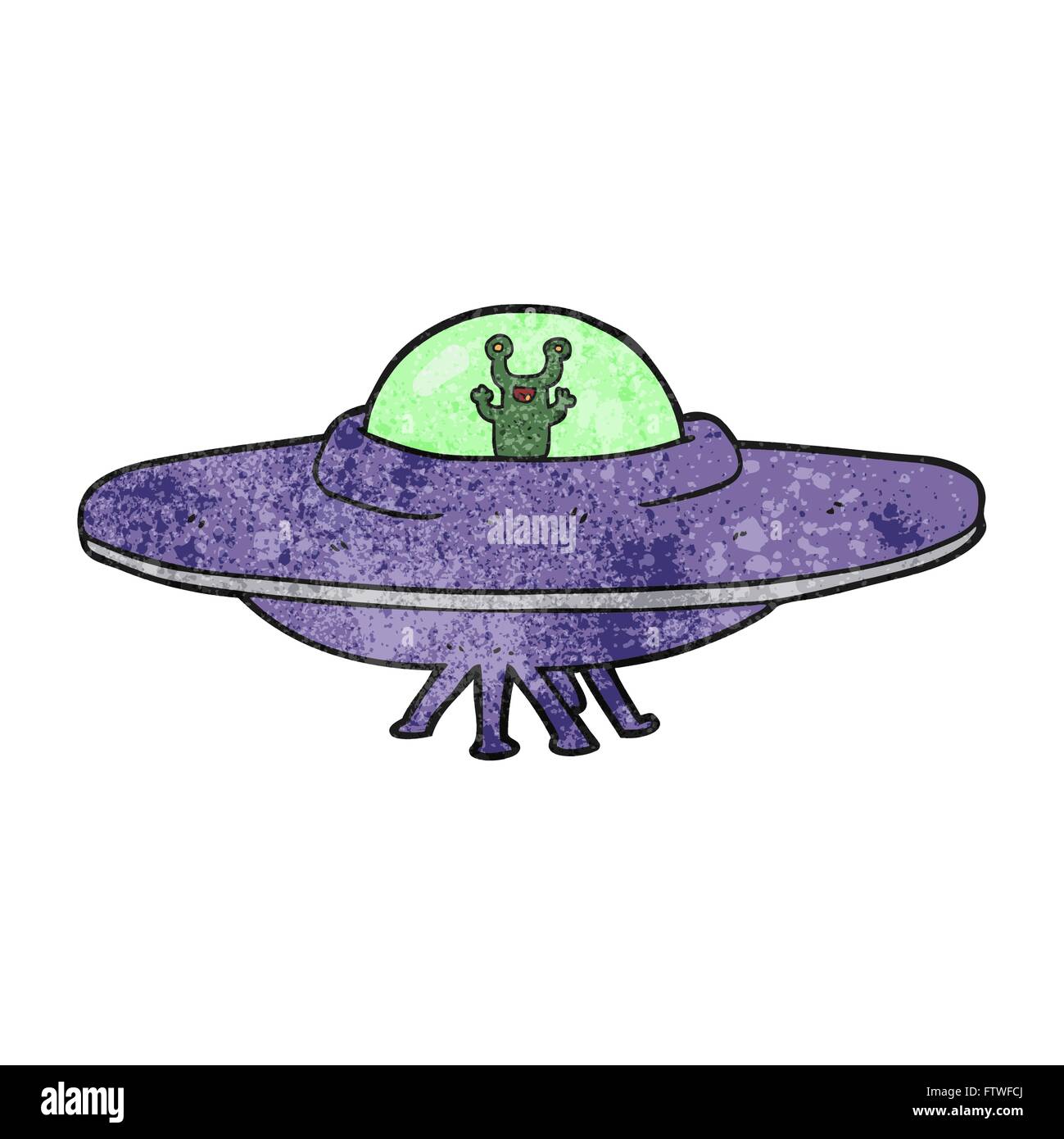 freehand textured cartoon alien spaceship Stock Vector Image & Art - Alamy