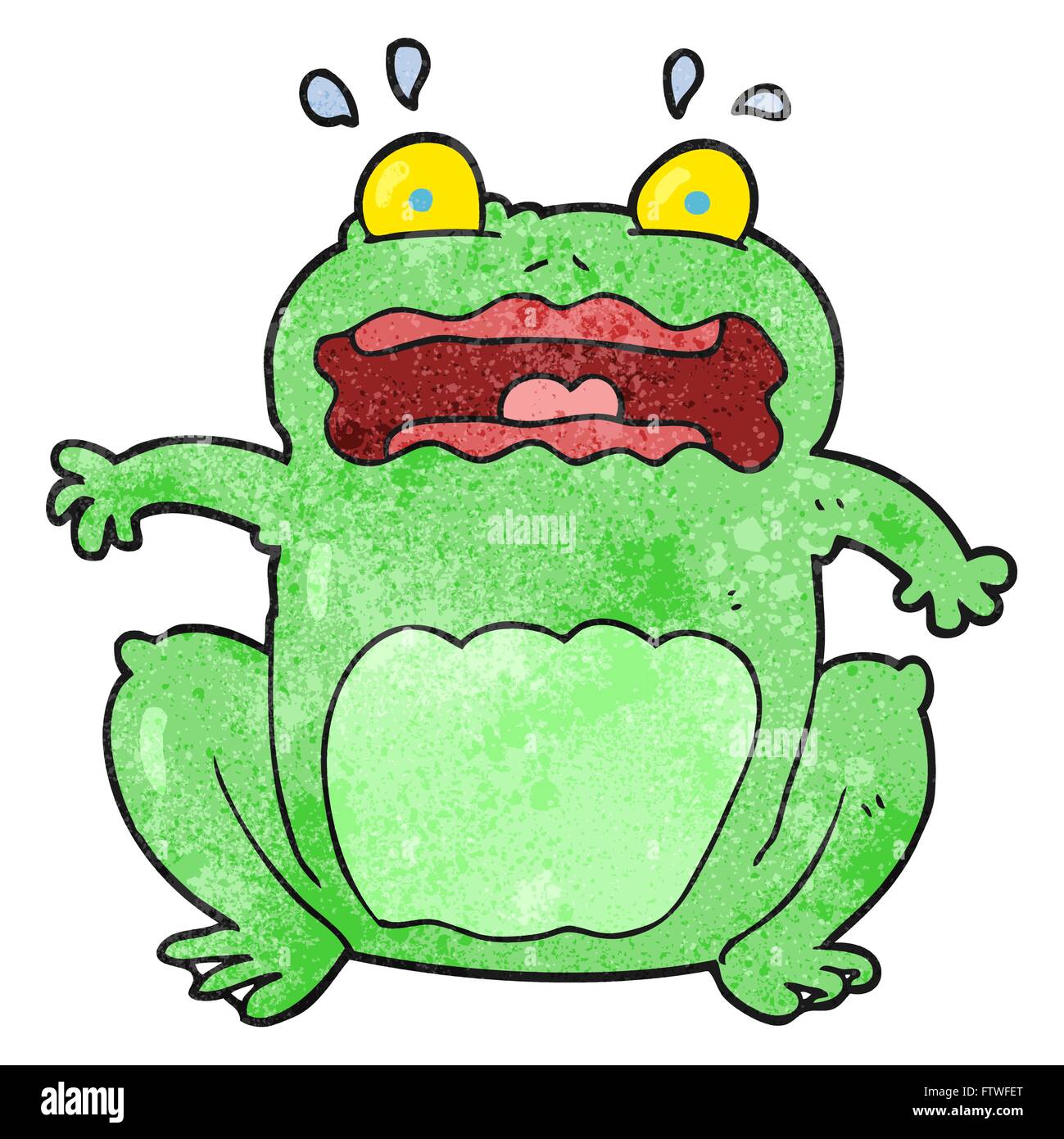 freehand textured cartoon funny frightened frog Stock Vector Image ...