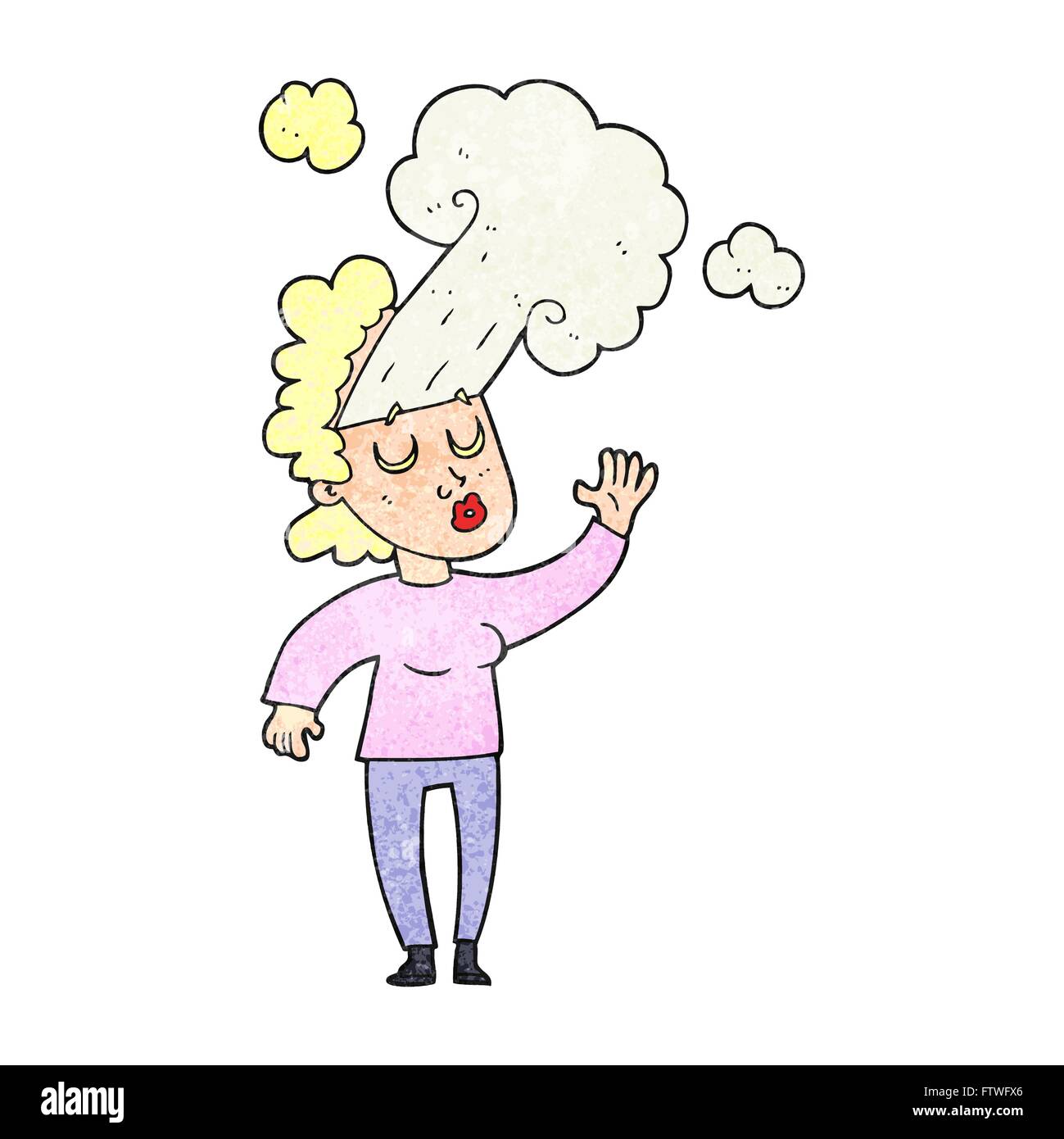 freehand textured cartoon woman letting off steam Stock Vector Image ...