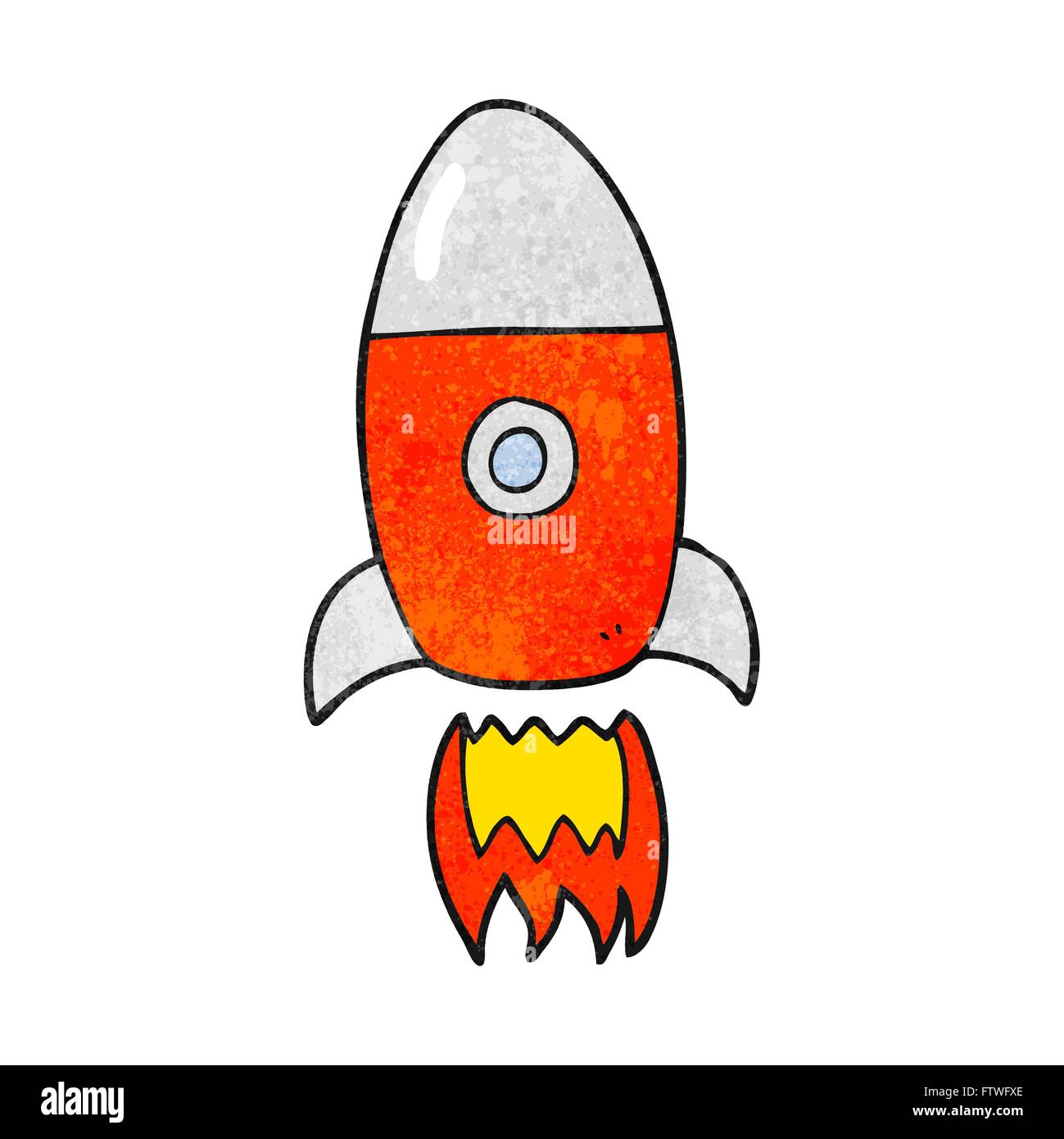 freehand textured cartoon flying rocket Stock Vector Image & Art - Alamy