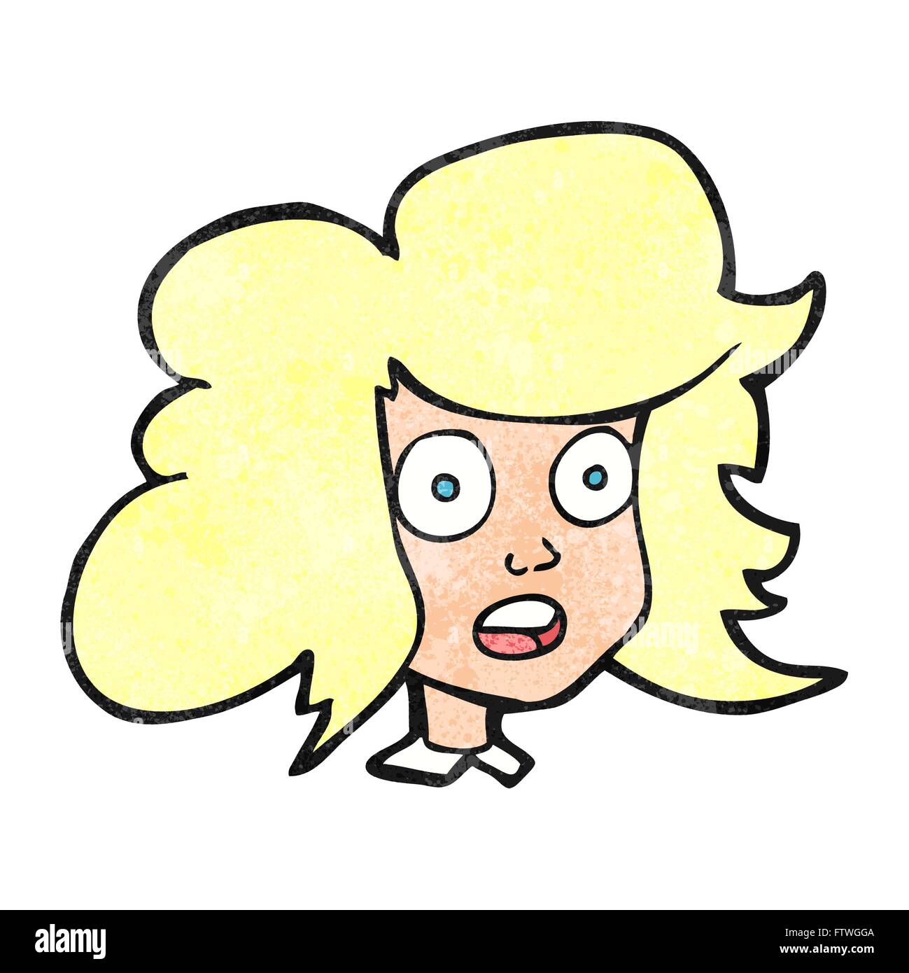 freehand textured cartoon surprised female face Stock Vector Image ...