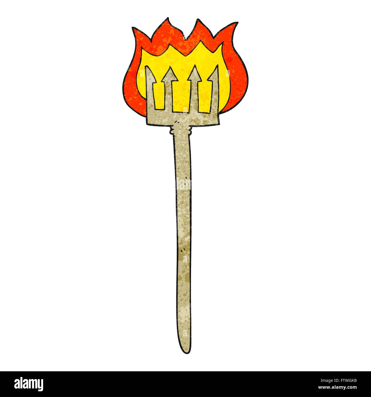 freehand textured cartoon flaming devil fork Stock Vector Image & Art ...