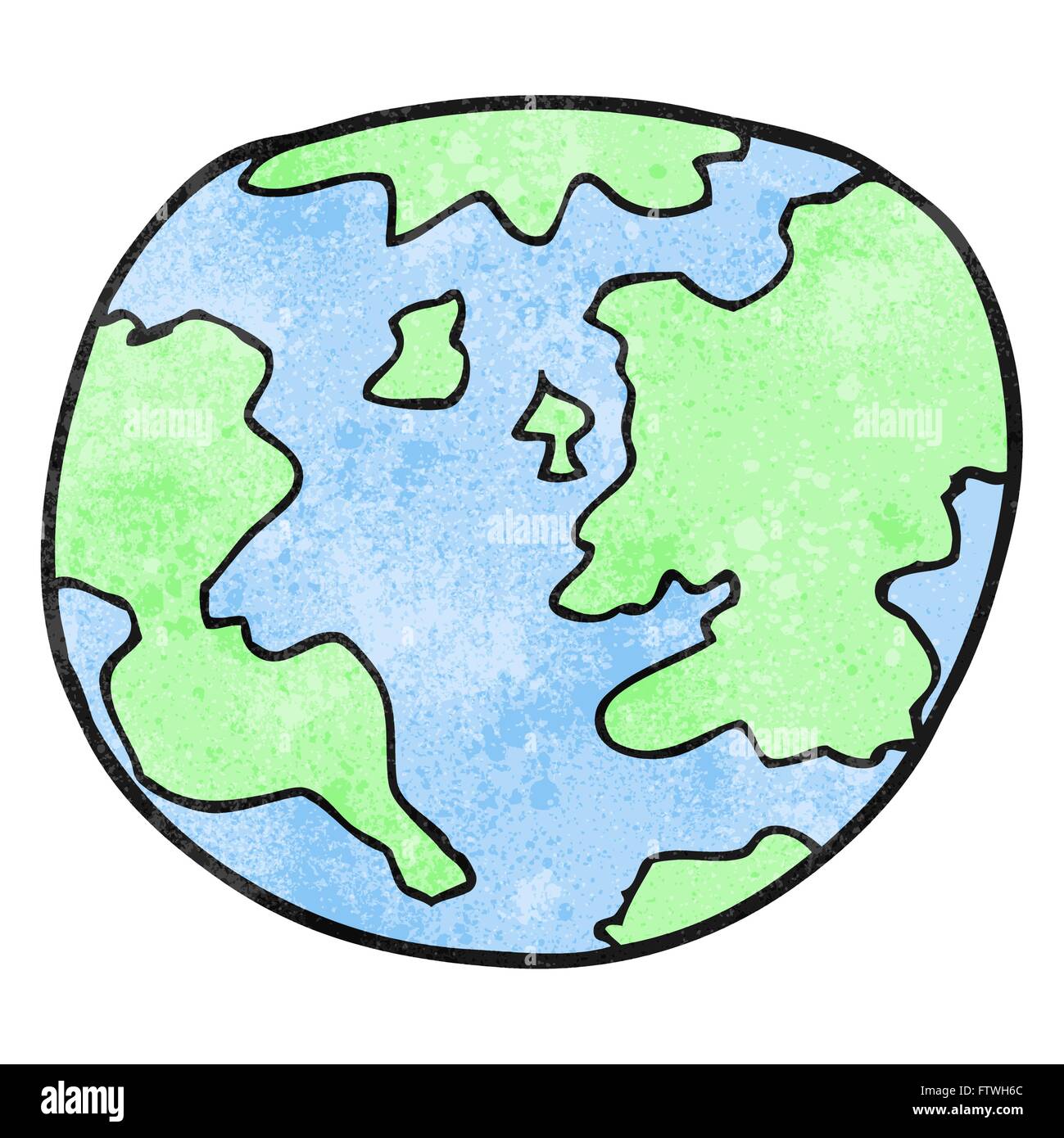 Freehand Textured Cartoon Planet Earth Stock Vector Image And Art Alamy
