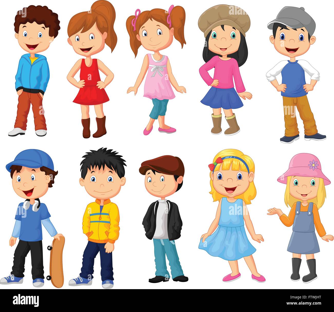 Cute children cartoon collection Stock Vector Image & Art - Alamy
