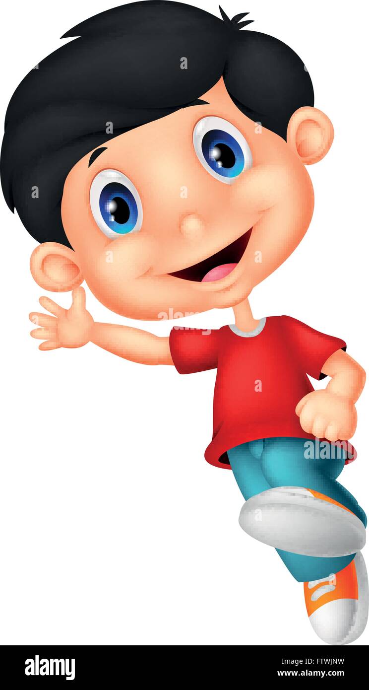 Happy little boy cartoon Stock Vector Image & Art - Alamy