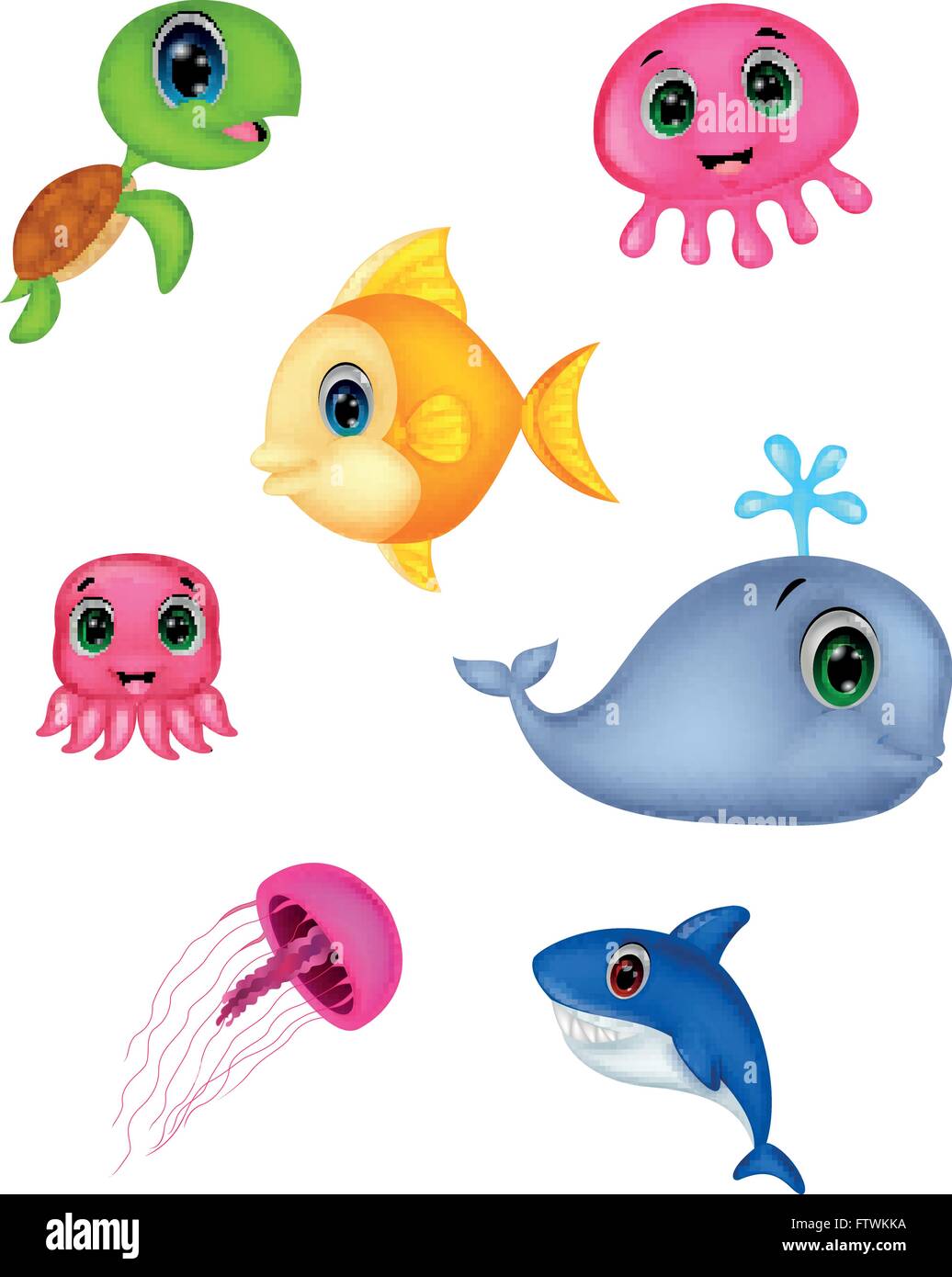 Sea life cartoon set Stock Vector Image & Art - Alamy