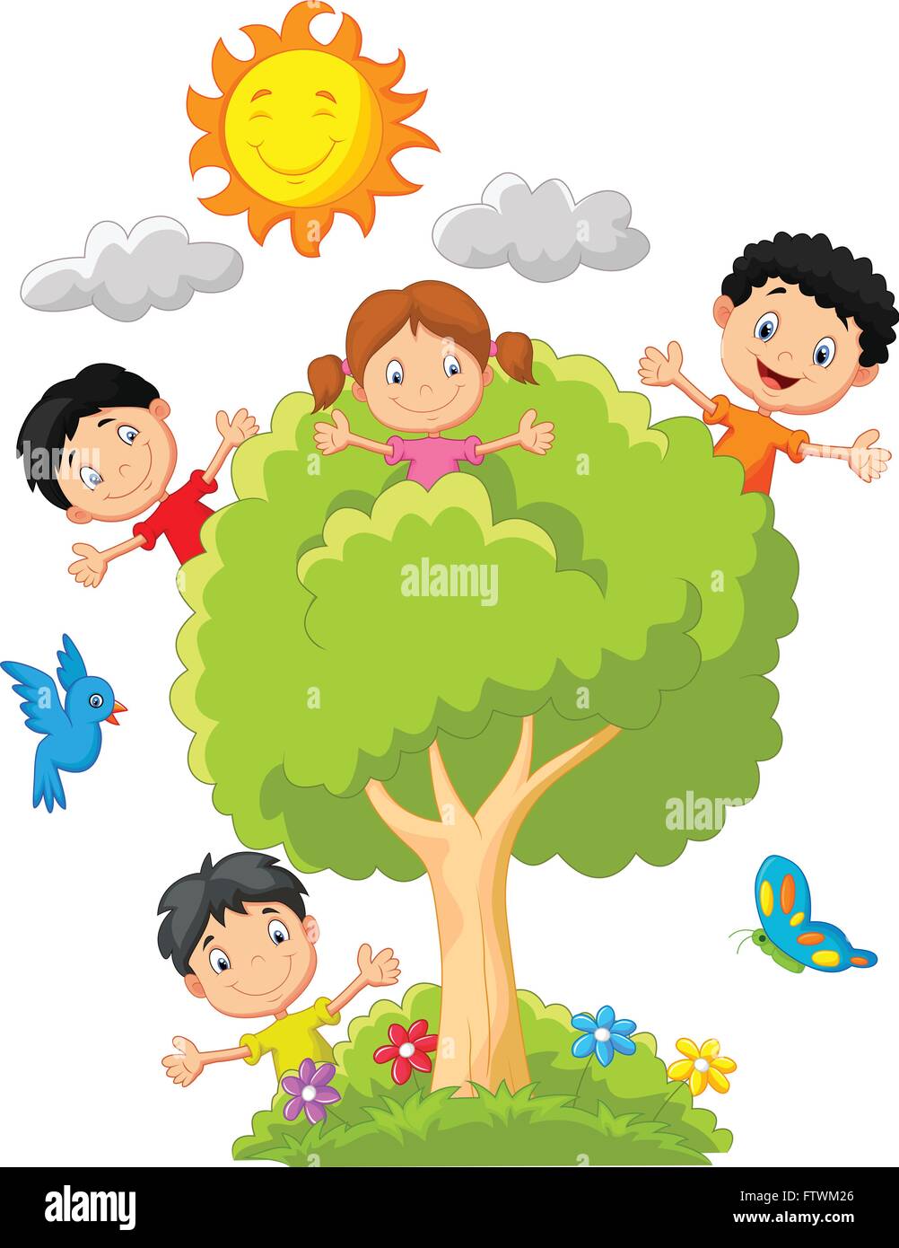 Girl climb tree Stock Vector Images - Alamy