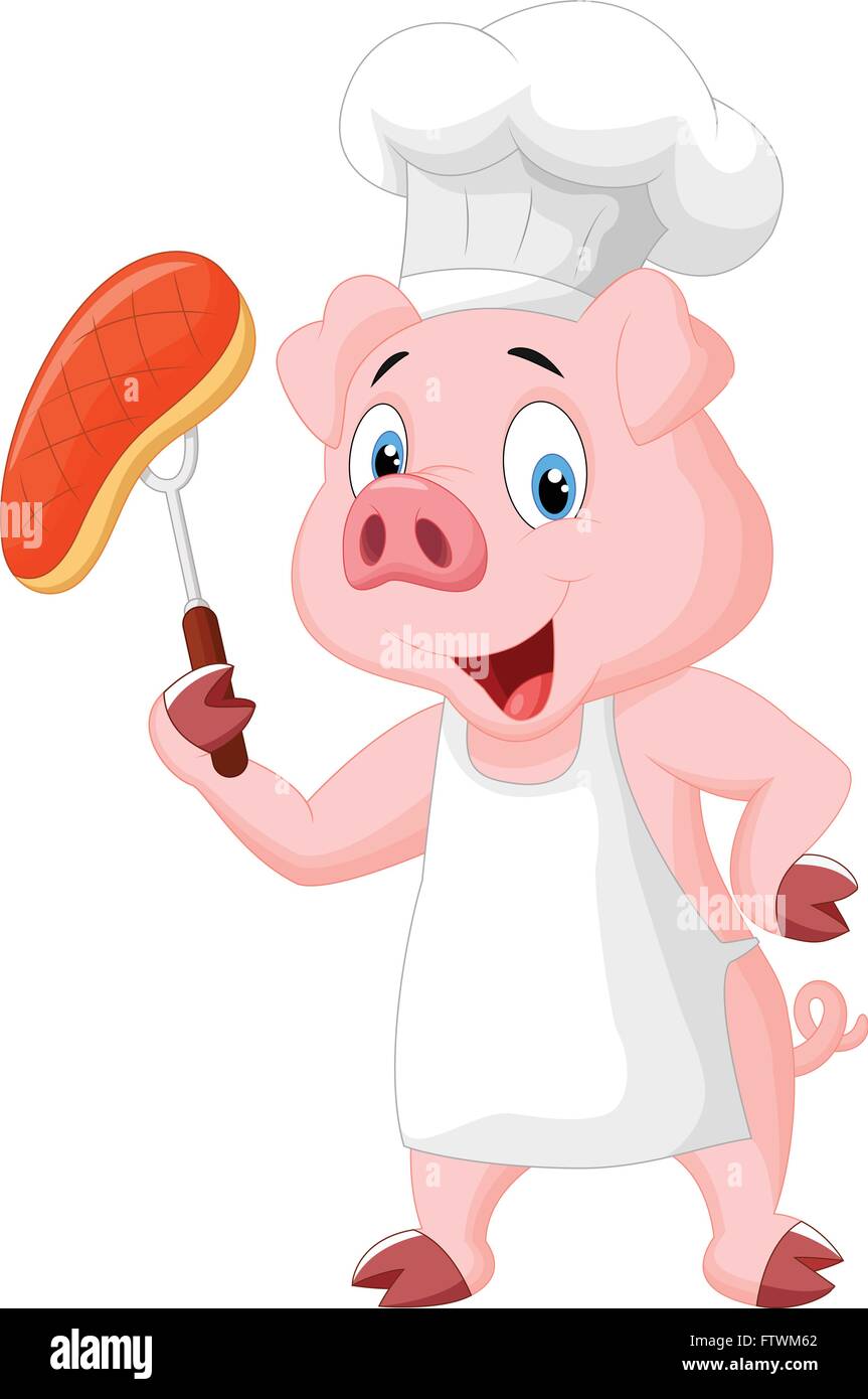Pig Chef with roasted steak Stock Vector Image & Art - Alamy
