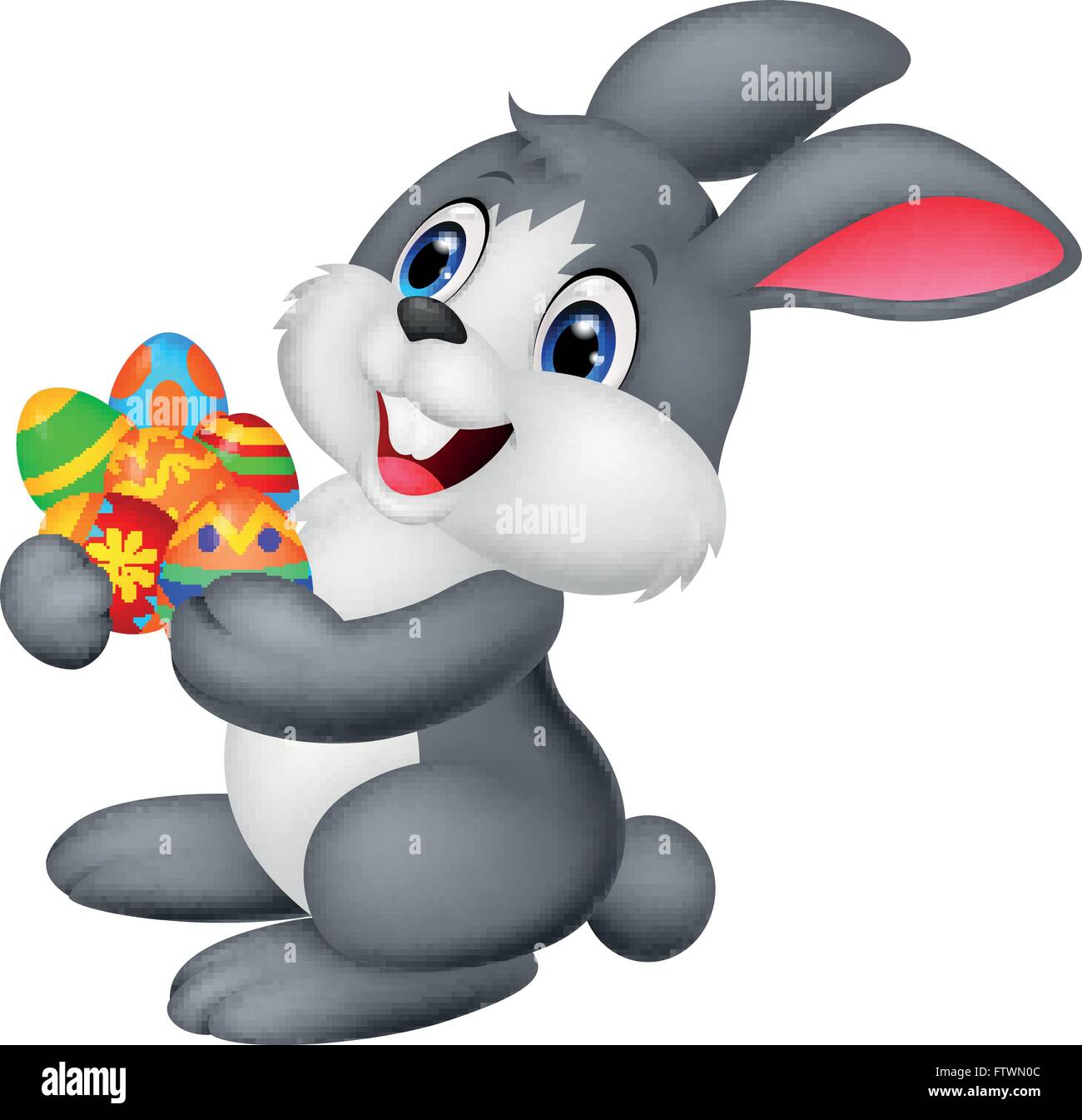 Cartoon bunny holding decorated egg Stock Vector Image & Art - Alamy