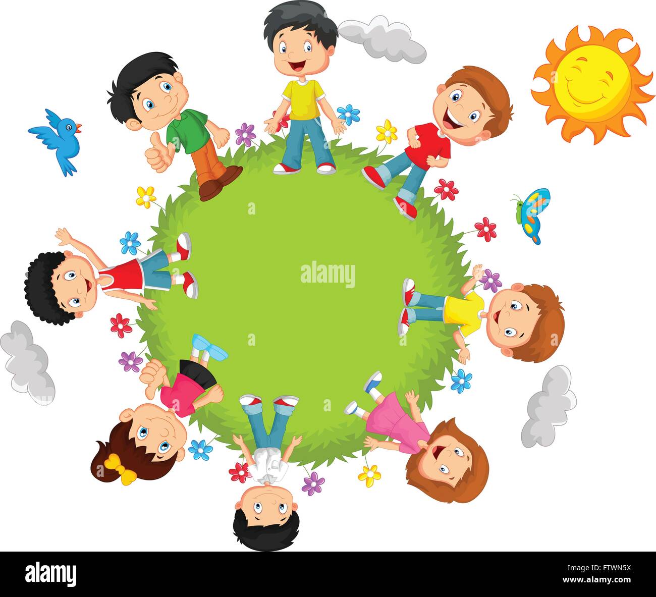 Happy kids cartoon Stock Vector Image & Art - Alamy