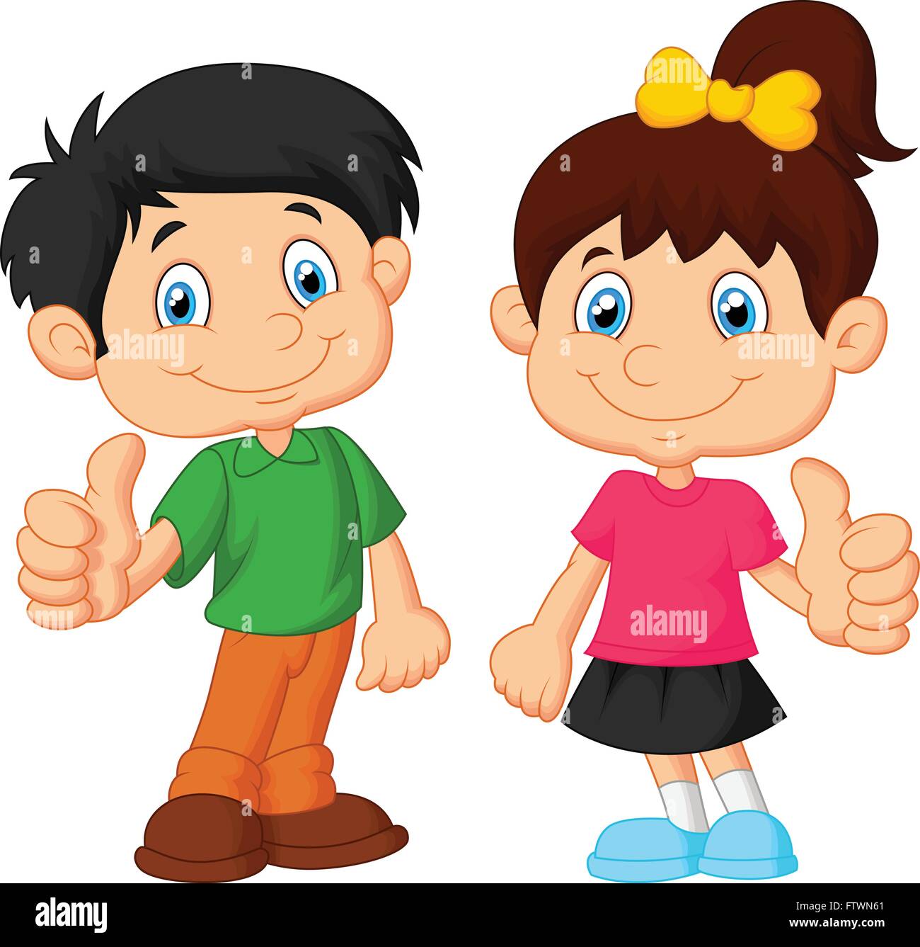 Cartoon boy and girl giving thumb up Stock Vector Image & Art - Alamy