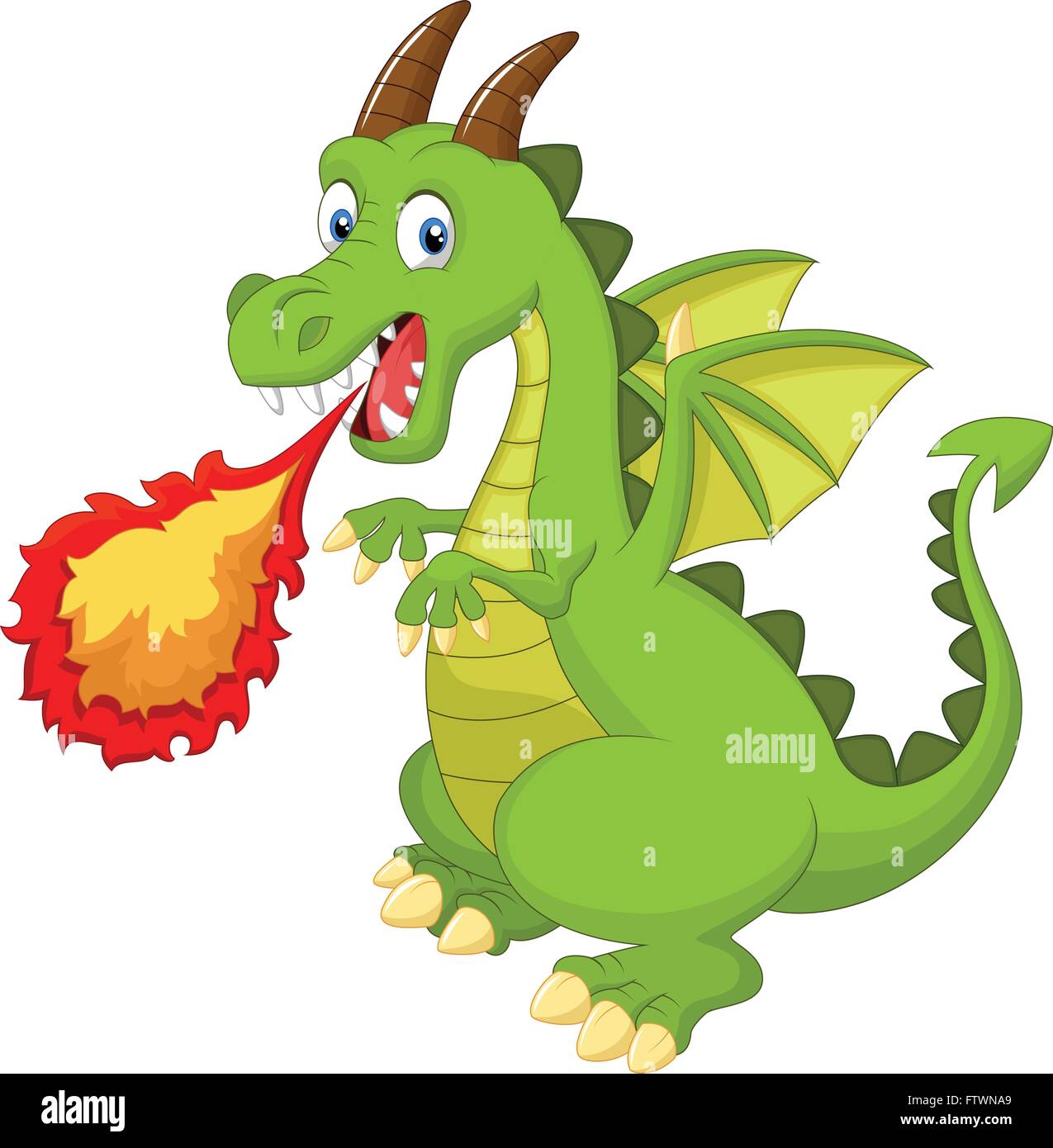 Cartoon dragon with fire Stock Vector Image & Art - Alamy