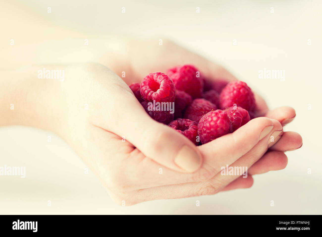 close up of woman hands holding raspberries Stock Photo - Alamy
