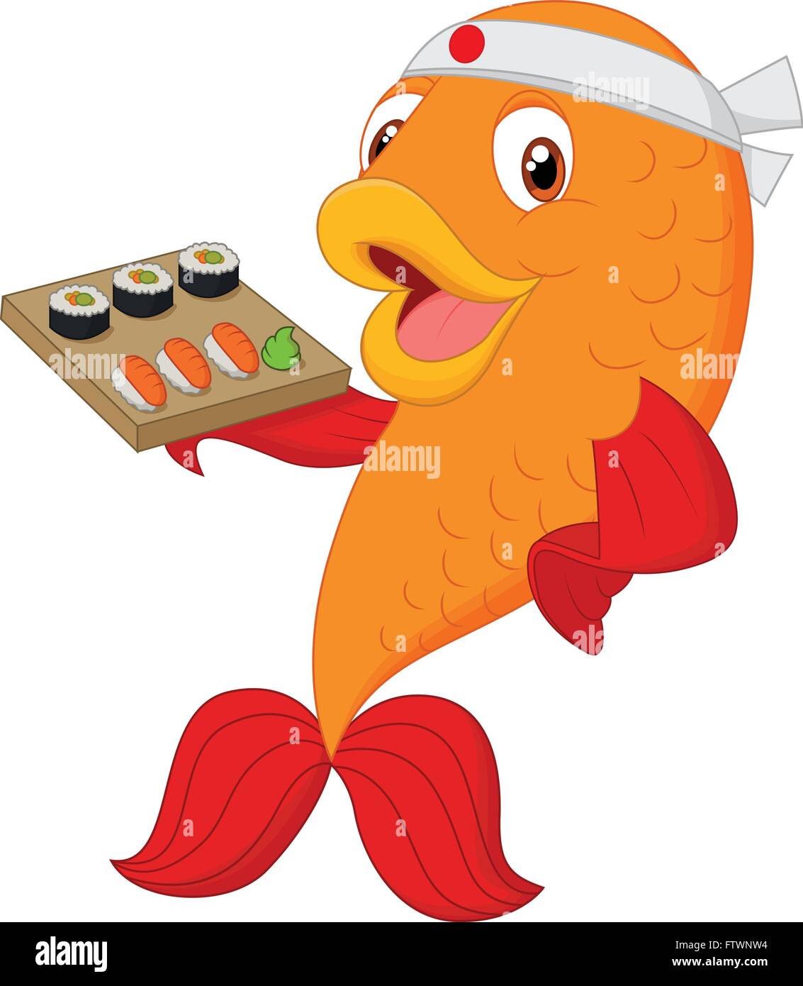 Cartoon chef fish holding sushi Stock Vector Image & Art - Alamy