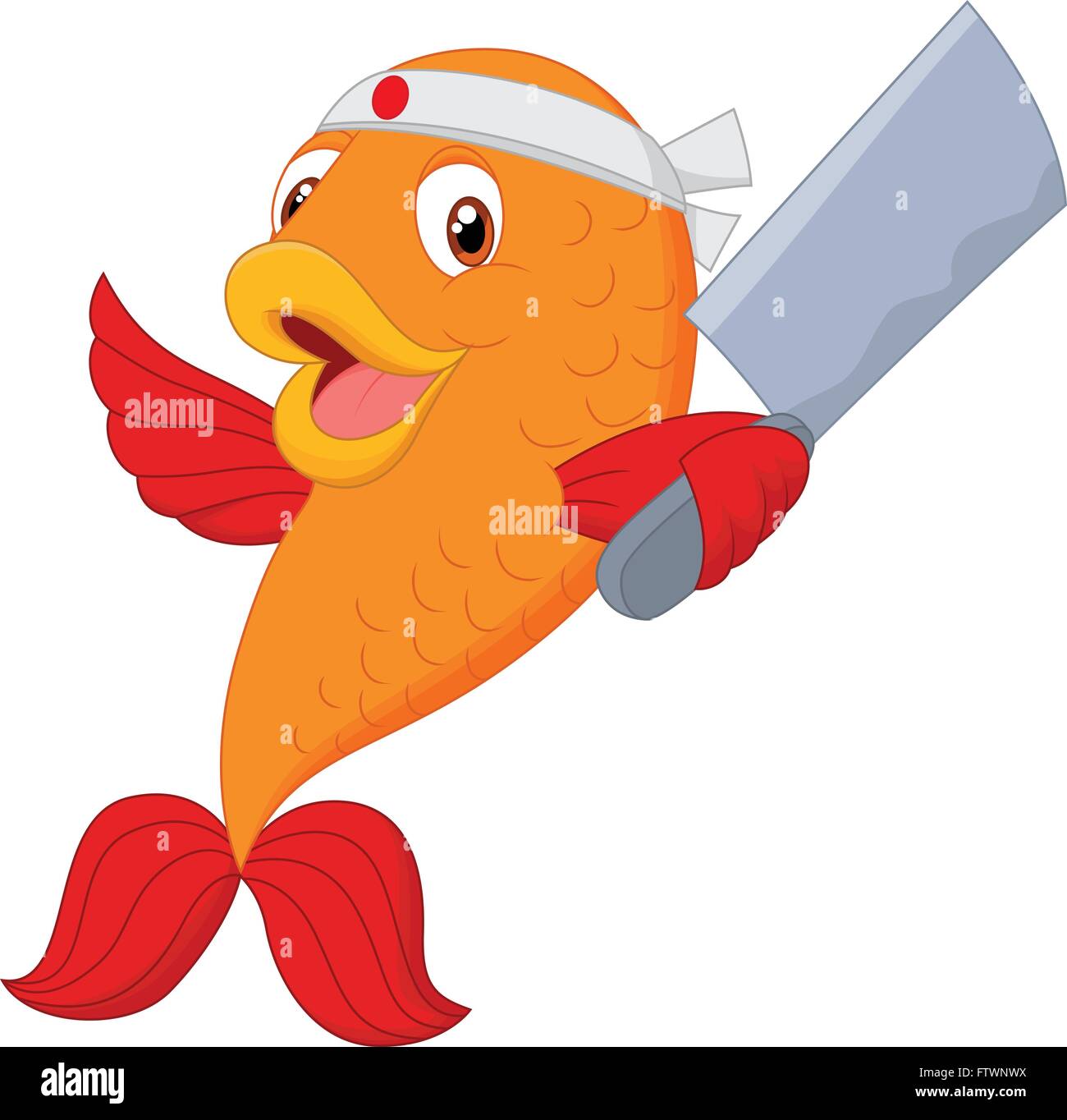 Cartoon chef fish holding soup ladle Stock Vector Image & Art - Alamy