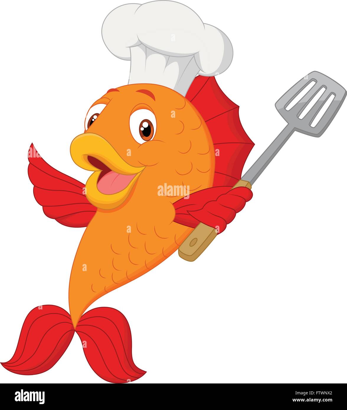 Cartoon chef fish holding spatula Stock Vector Image & Art - Alamy