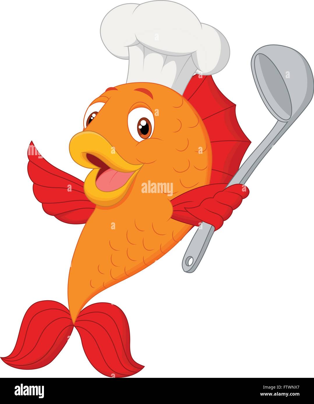 Cartoon chef fish holding soup ladle Stock Vector Image & Art - Alamy