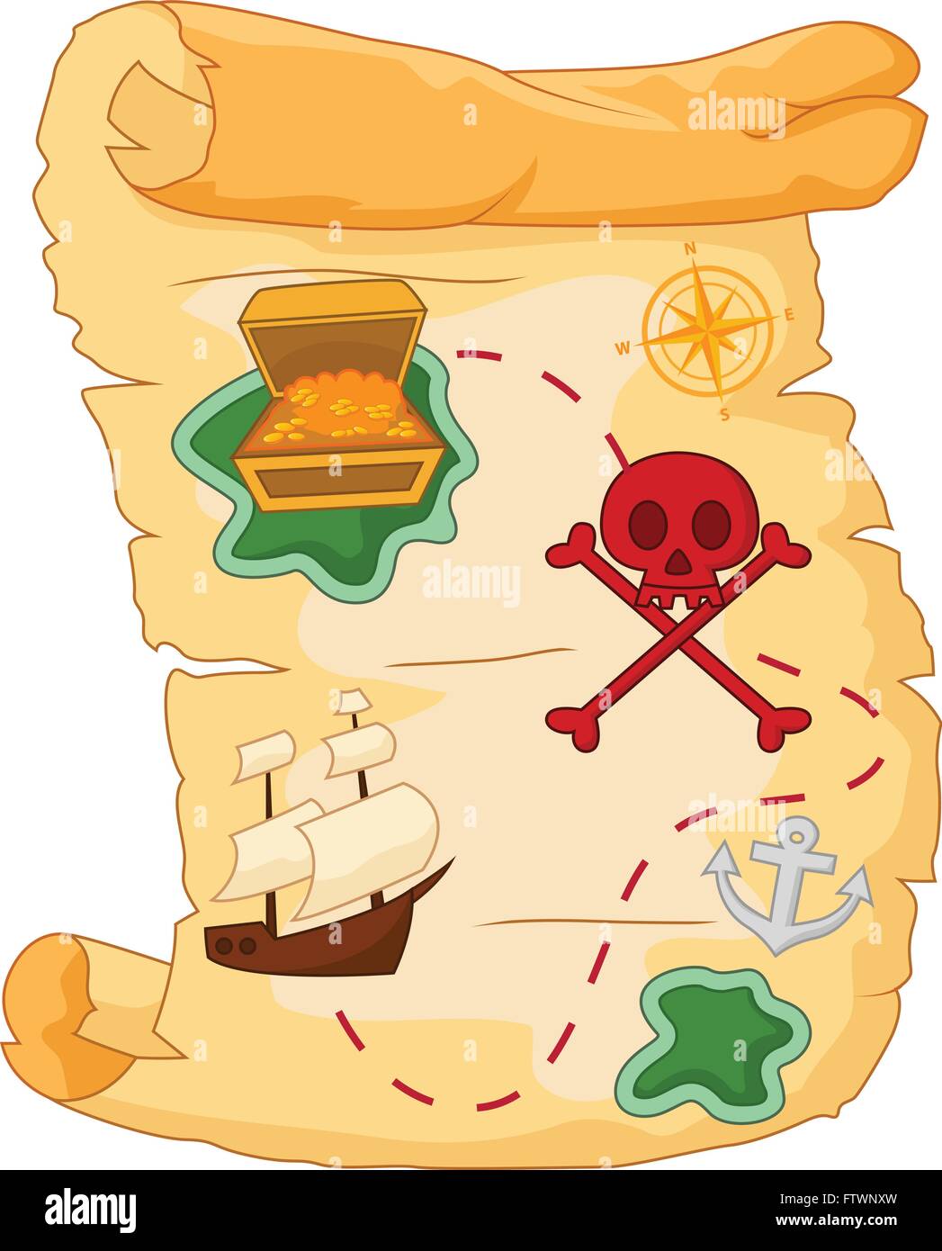 Vintage caribbean treasure map Stock Vector Images - Alamy