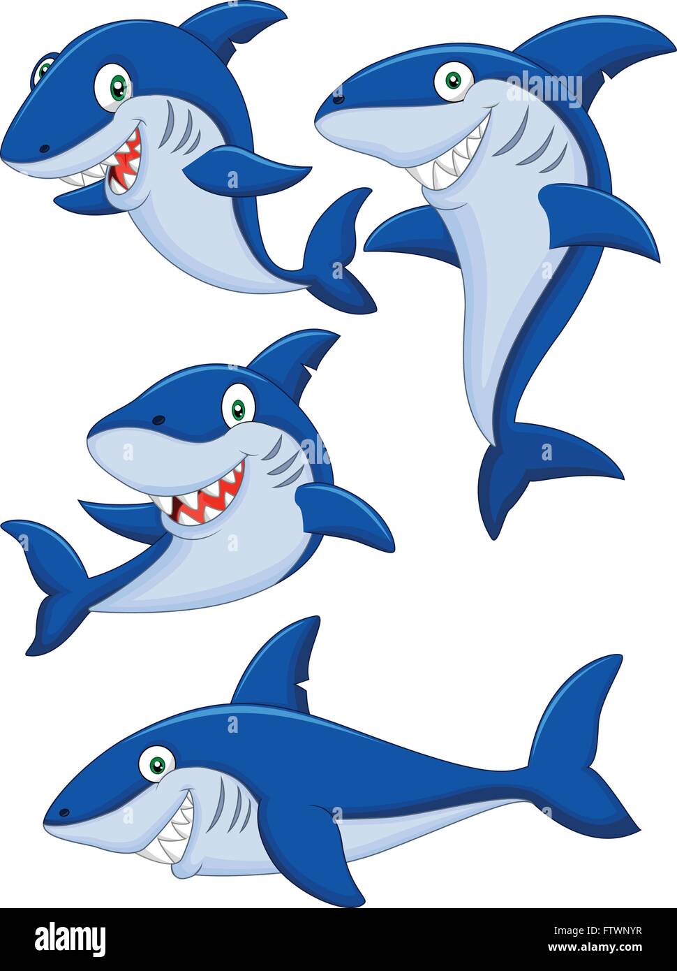 Cartoon shark collection set Stock Vector Image & Art - Alamy