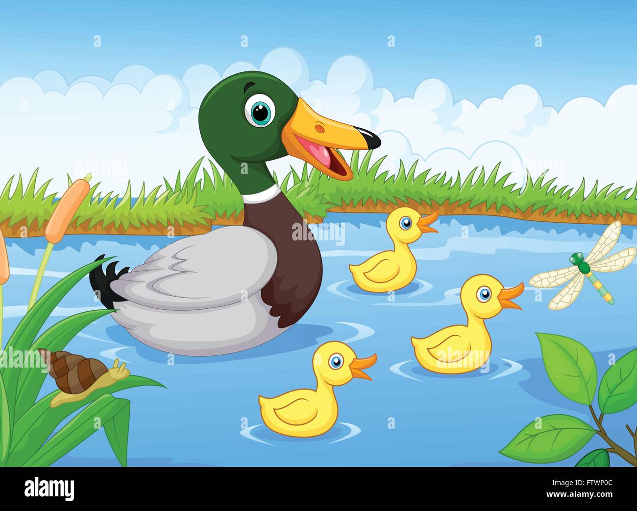 Swimming duck family Stock Vector Images - Alamy