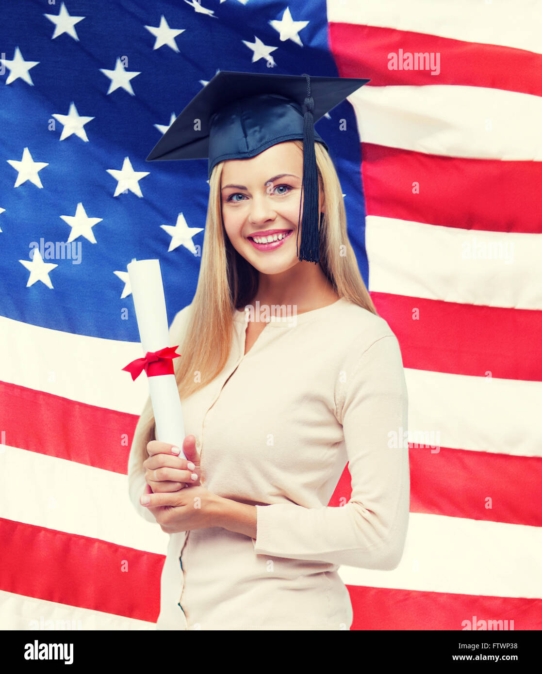 student in graduation cap with certificate Stock Photo - Alamy