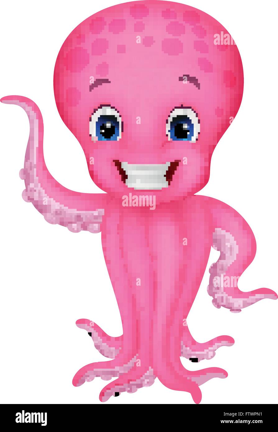 Cute cartoon octopus waving Stock Vector Image & Art - Alamy