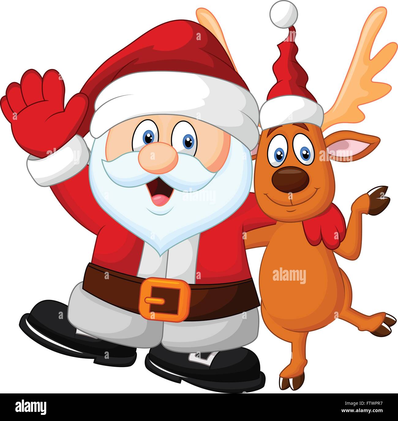 Happy Santa and deer Stock Vector Image & Art - Alamy