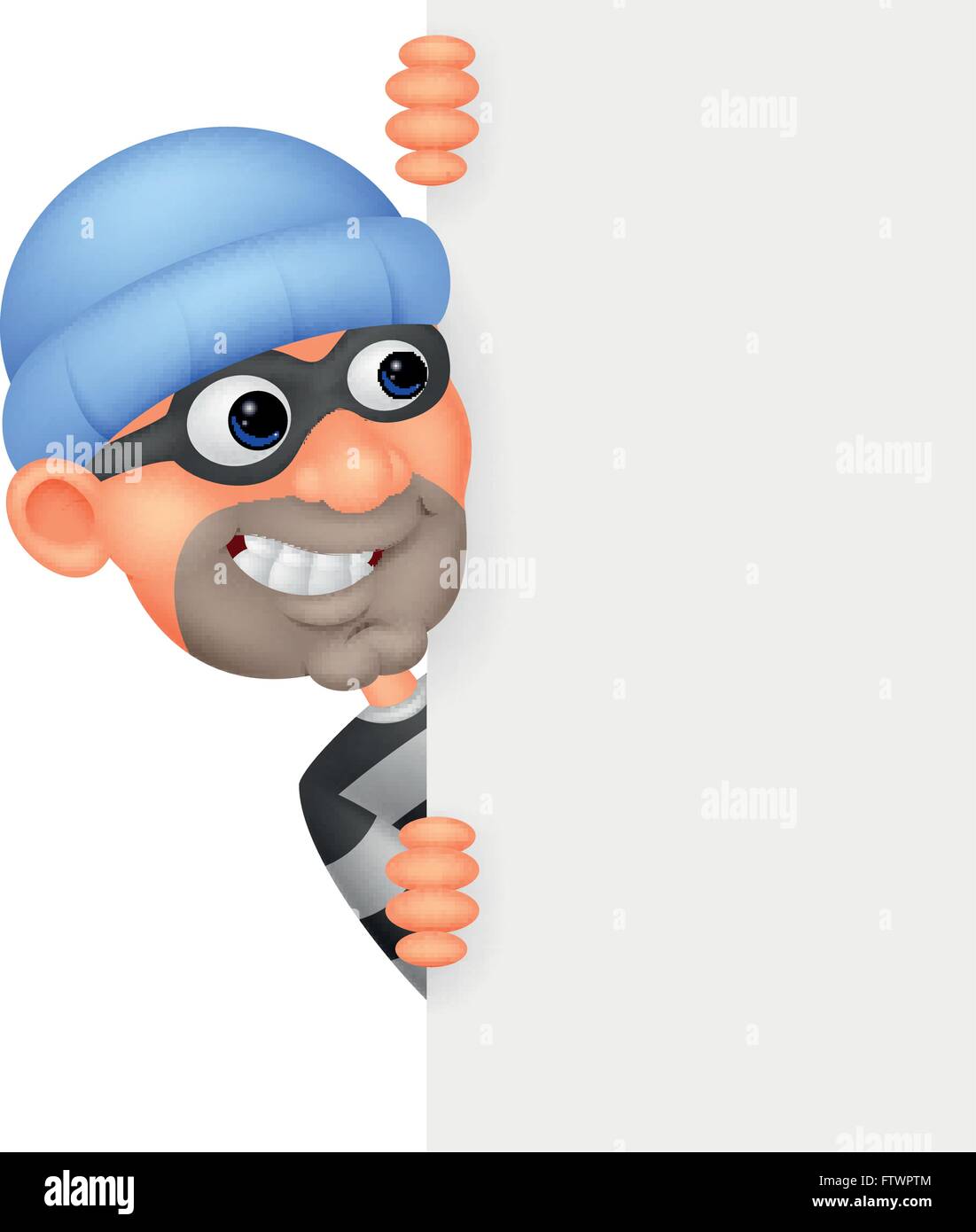 Cartoon thief looking around the edge of a blank sign Stock Vector ...
