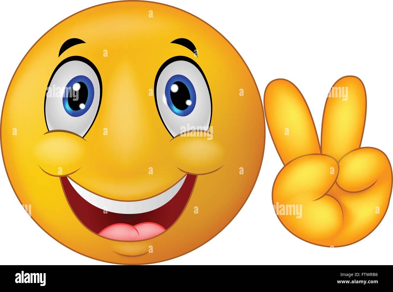 Smiley emoticon with v sign Stock Vector Image & Art - Alamy