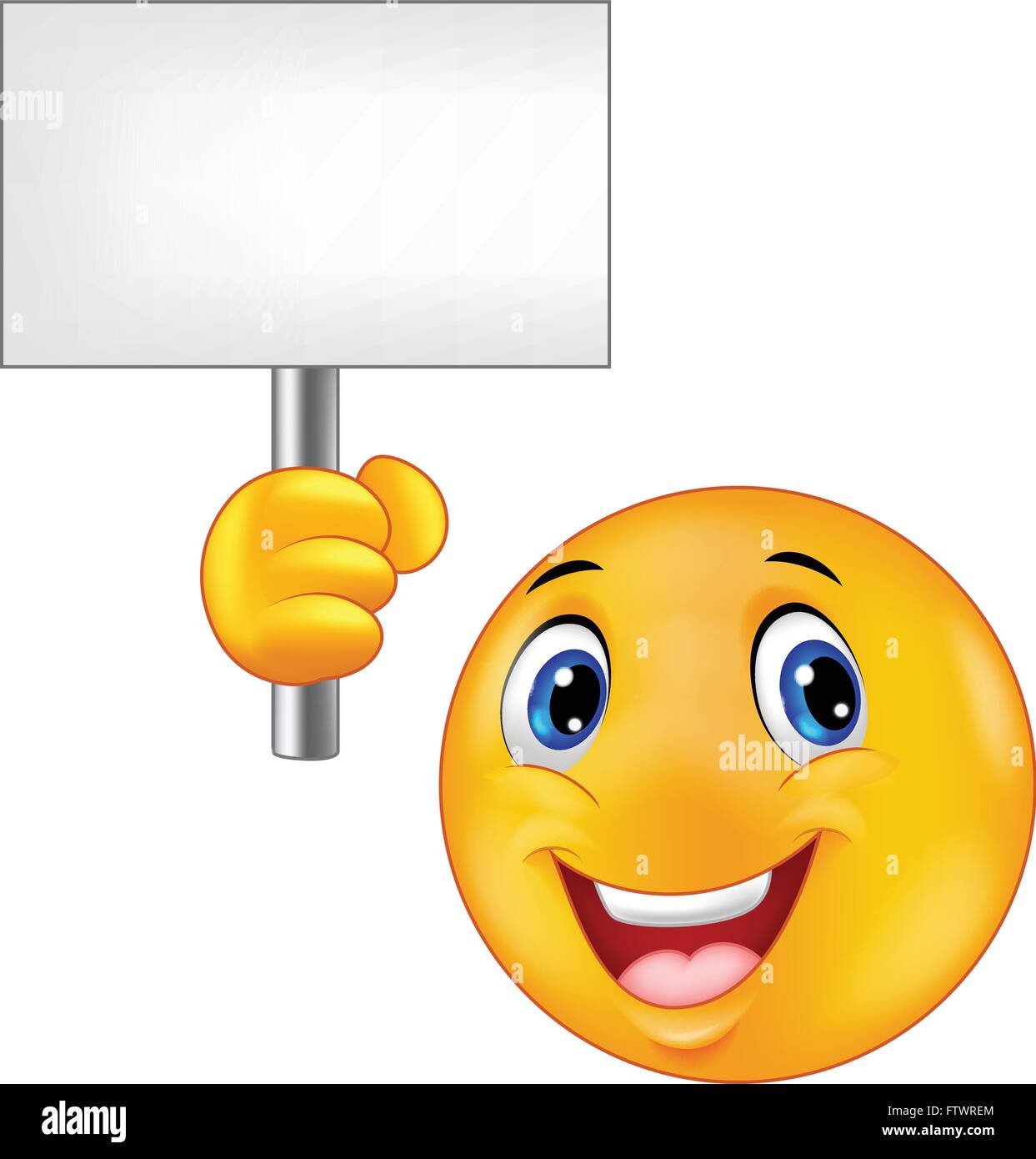 Smiley emoticon holding a blank sign Stock Vector Image & Art - Alamy