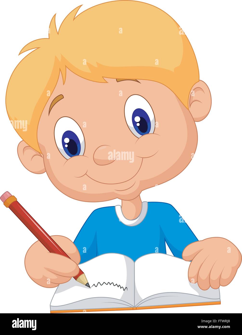 Happy boy writing in a book Stock Vector Image & Art - Alamy