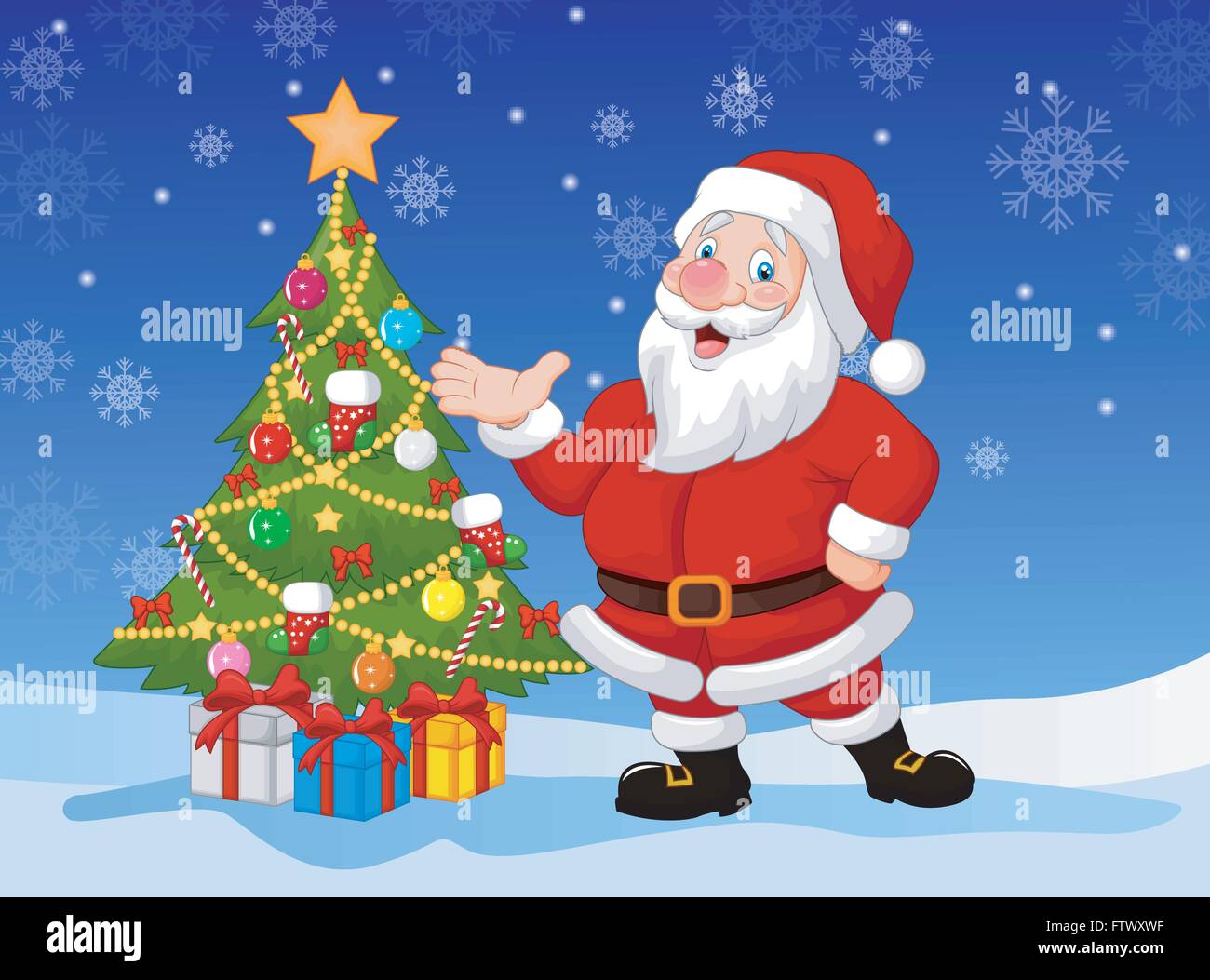 Happy Santa cartoon waving hand Stock Vector Image & Art - Alamy