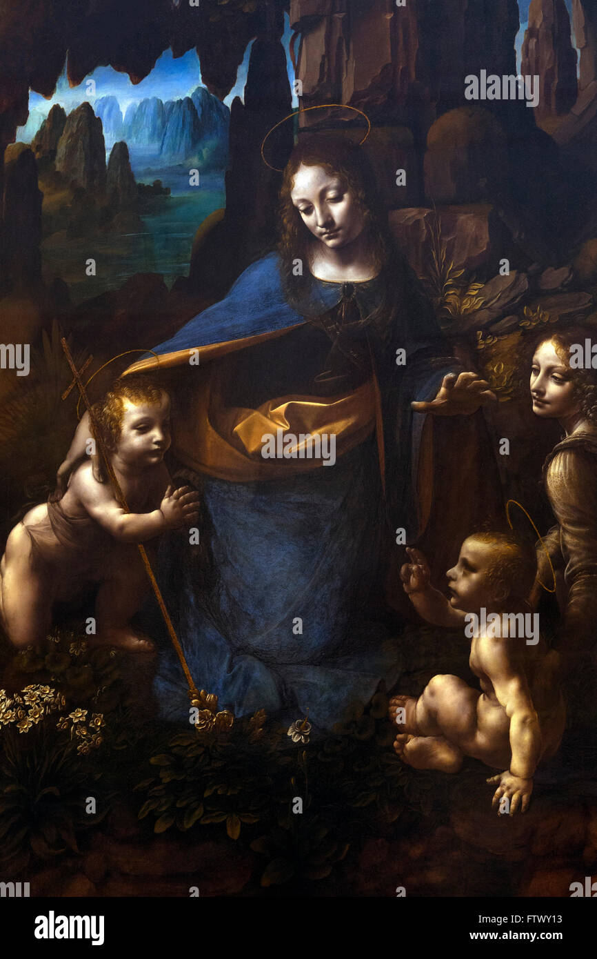 The Virgin of the Rocks, circa 1491-1508, by Leonardo da Vinci Stock ...
