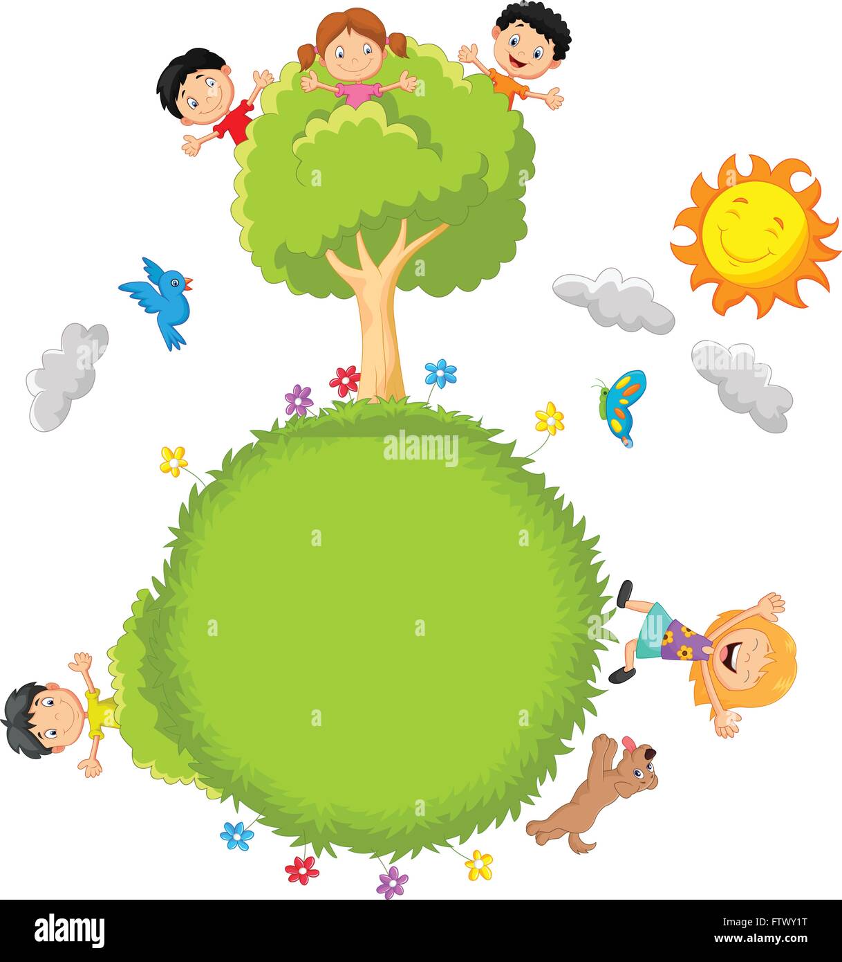Happy kids cartoon Stock Vector Image & Art - Alamy