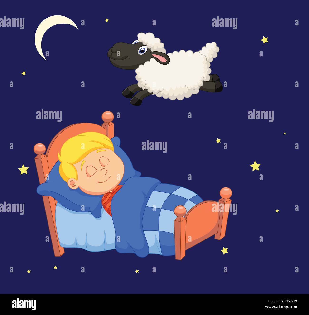 Boy counting sheep Stock Vector Image & Art - Alamy