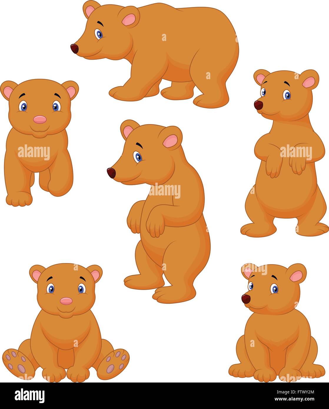 Cute brown bear cartoon collection Stock Vector Image & Art - Alamy