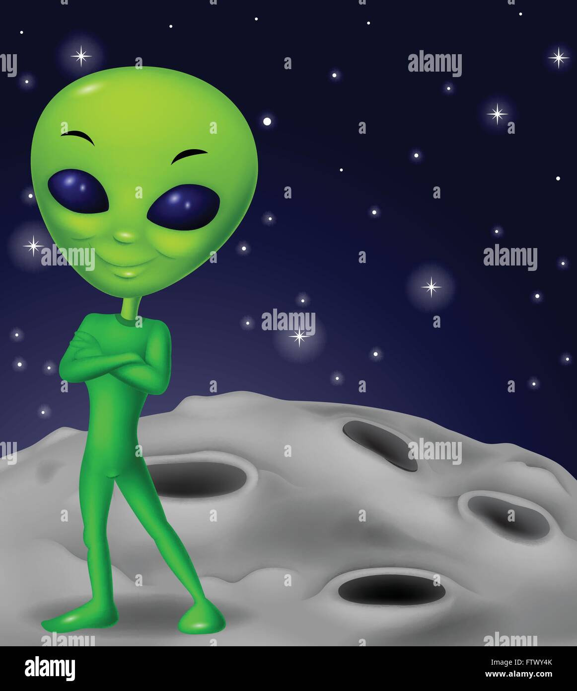 Green alien cartoon Stock Vector Image & Art - Alamy