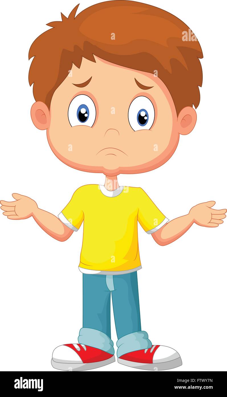 Doubtful young kid gesturing with hands Stock Vector Image & Art - Alamy