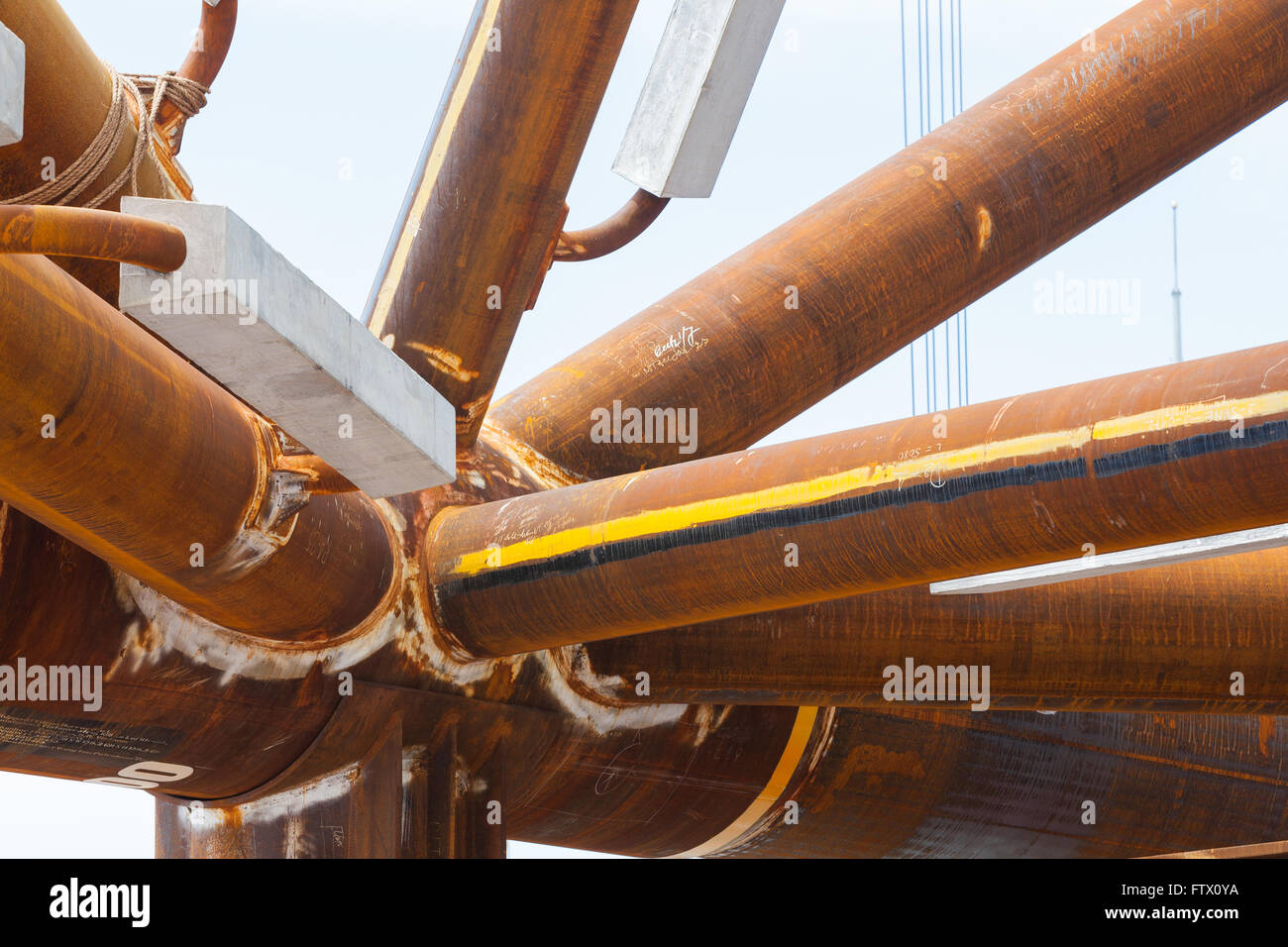 Closeup of oil rig pile structure Stock Photo - Alamy