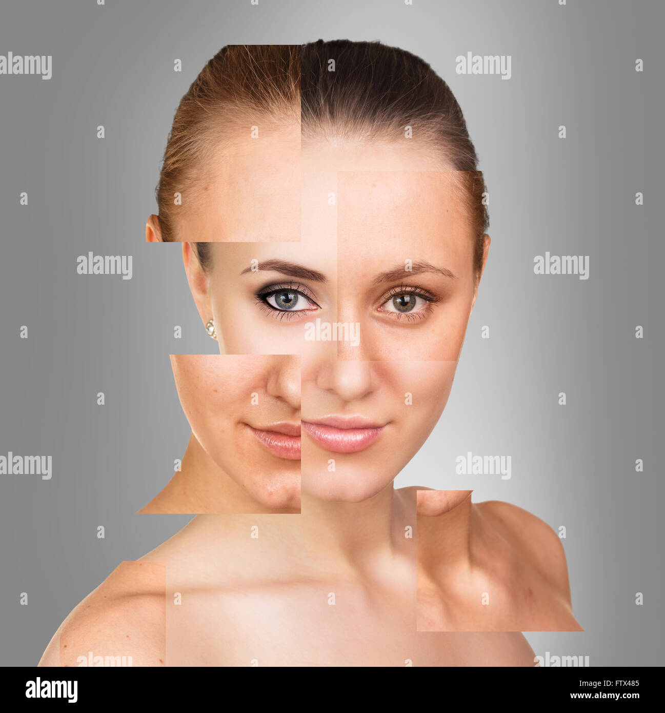 Comparative portrait of female face Stock Photo - Alamy