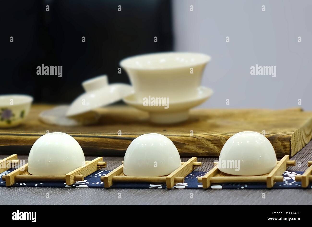 Elegant tea set with small porcelain bowls Stock Photo - Alamy