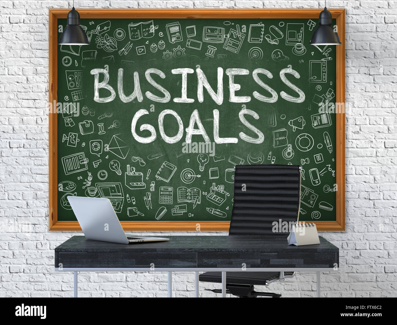 Hand Drawn Business Goals on Office Chalkboard Stock Photo - Alamy