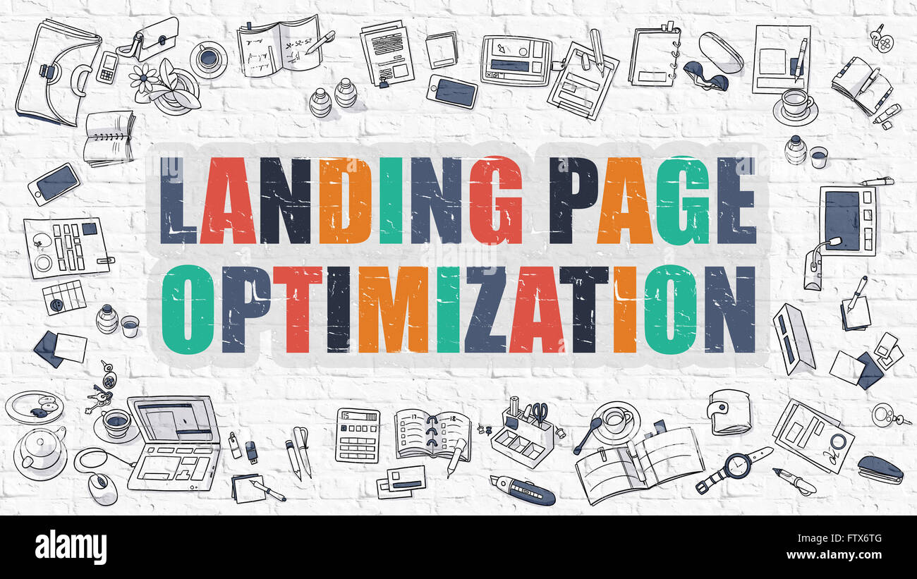 Landing Page Optimization in Multicolor. Doodle Design Stock Photo - Alamy