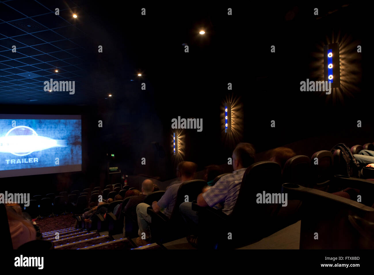 Interior image of a cinema showing the screen at the bottom of the ...