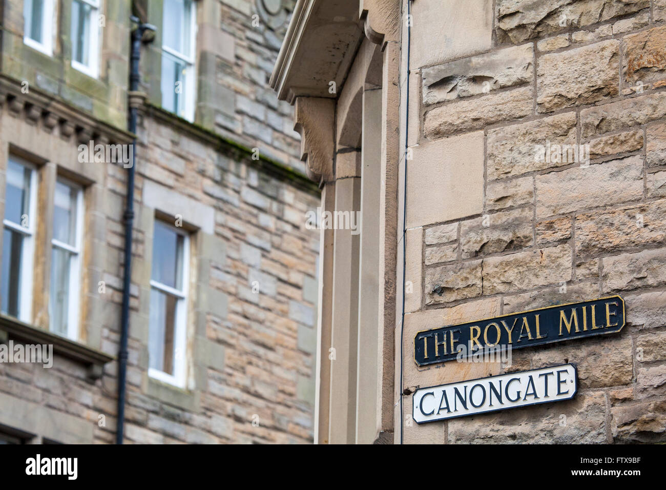 The street signs for Canongate and The Royal Mile in the historic city ...