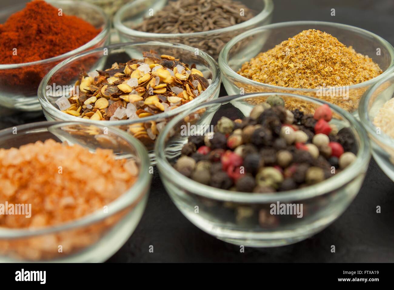 The joy of cooking, preparation of spices. Various kinds of spices ...