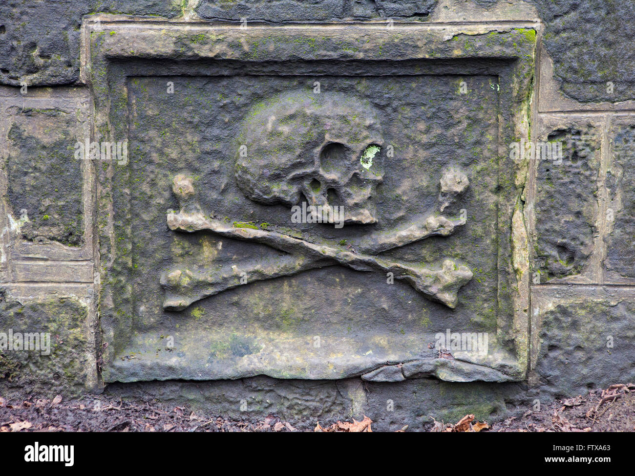 A close-up of a skull on a headstone in a graveyard Stock Photo - Alamy